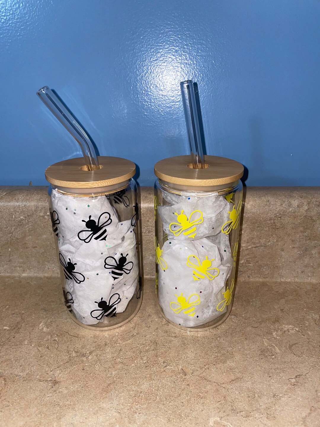 16OZ Libby Glass Can, Bumblebee Glass, Summer Vibes Glass, Bumblebee ...