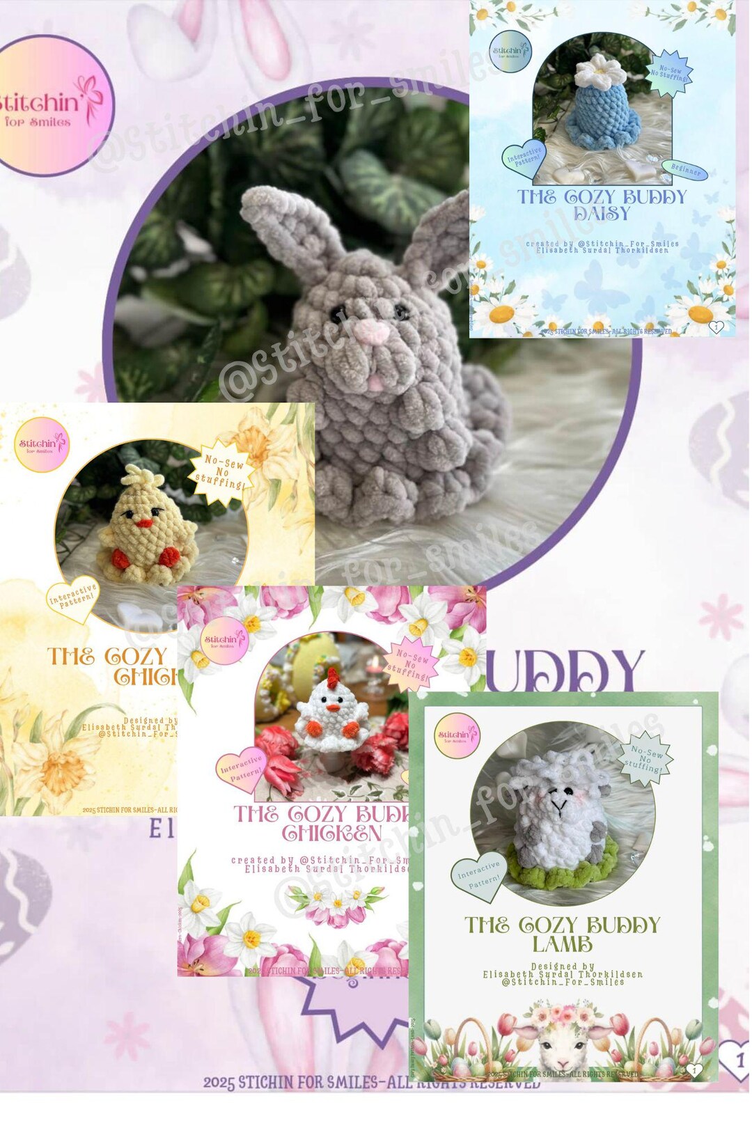 No Sew!-pdf Crochet Pattern Bundle-the Whole Cozy Buddy Easter Series ...