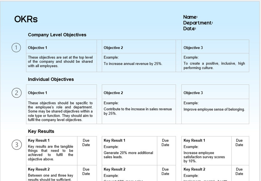 OKR One Pager Template - Etsy