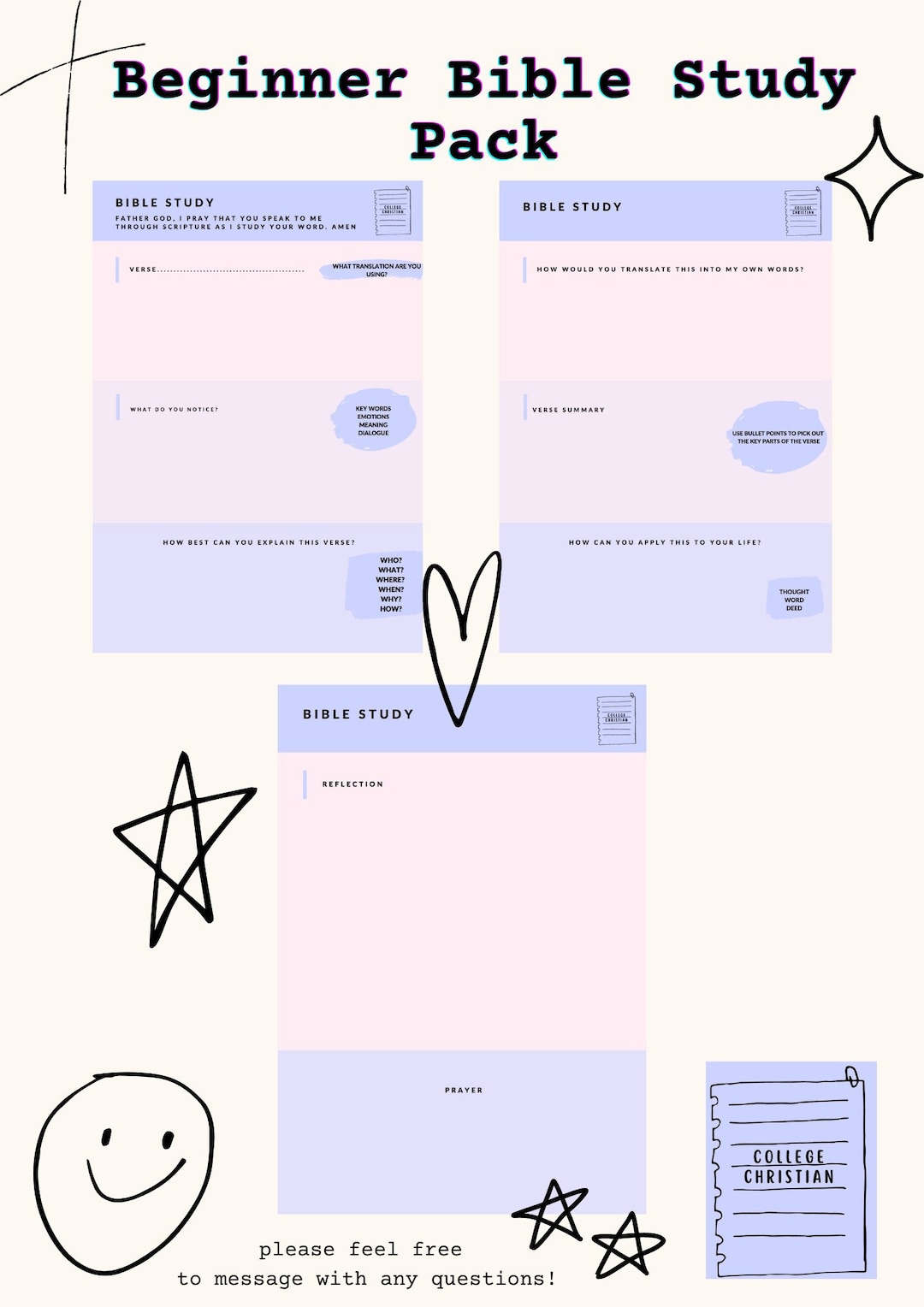 Beginner Bible Study Pack for Students, Lilac and Pink Aesthetic - Etsy