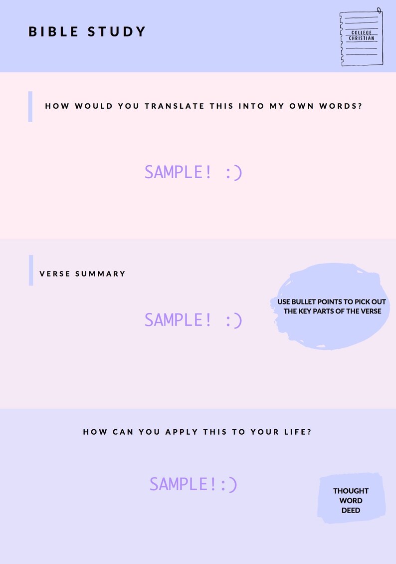 Beginner Bible Study Pack for Students, Lilac and Pink Aesthetic - Etsy
