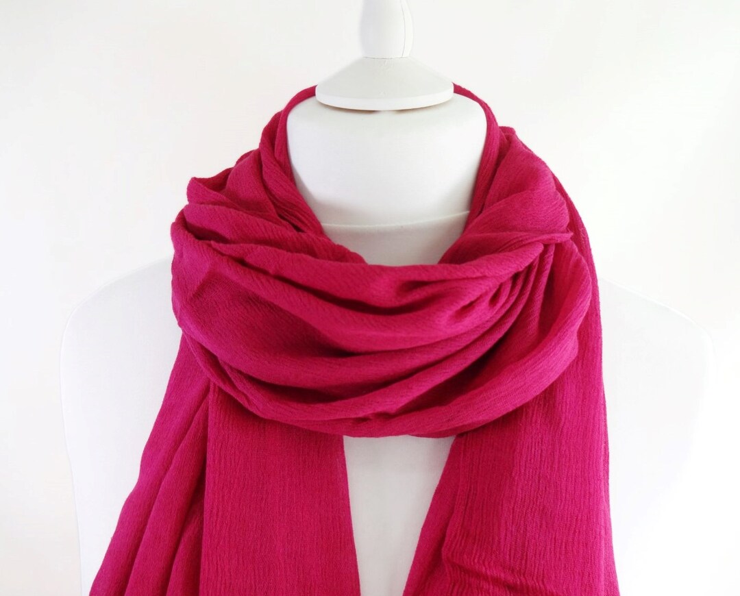 Fuchsia Pink Scarf|wrap | Plain Long Lightweight Soft Frayedwith Gift ...