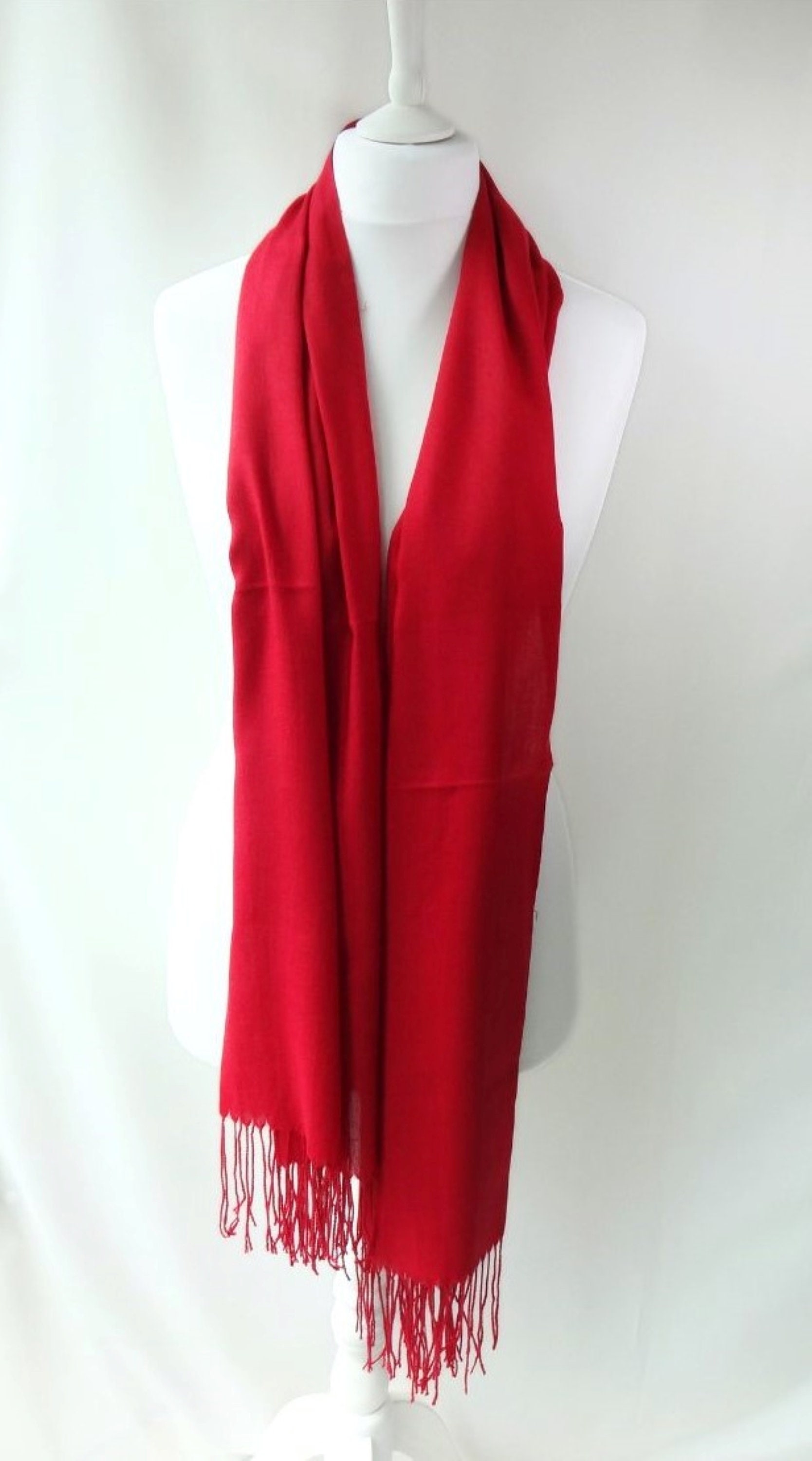Dark Red Large Soft Warm Lightweight Plain Pashmina Tasselled - Etsy UK