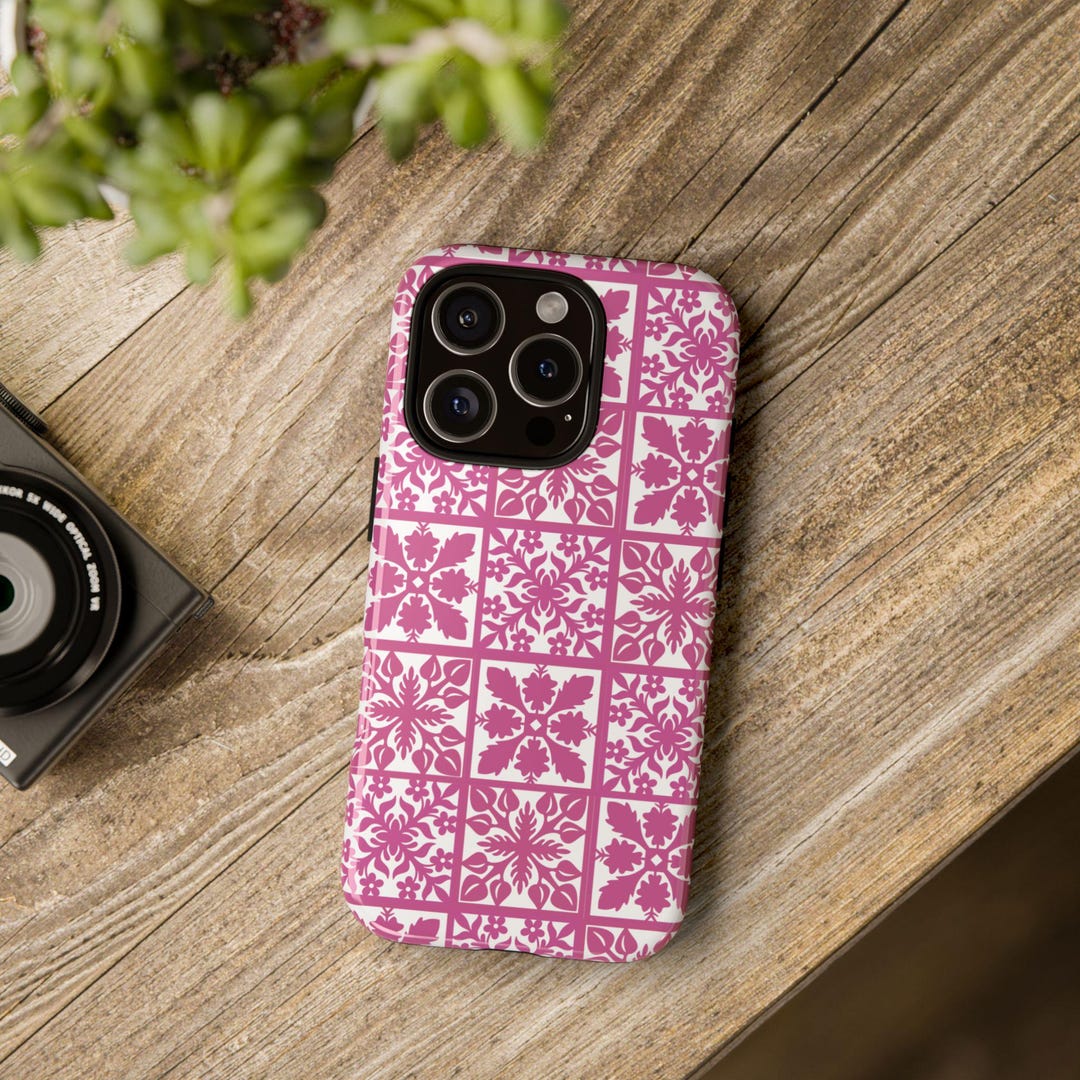 Hawaiian Phone Case Polynesian Pattern Women's Hawaii Quilt Lei Pink ...