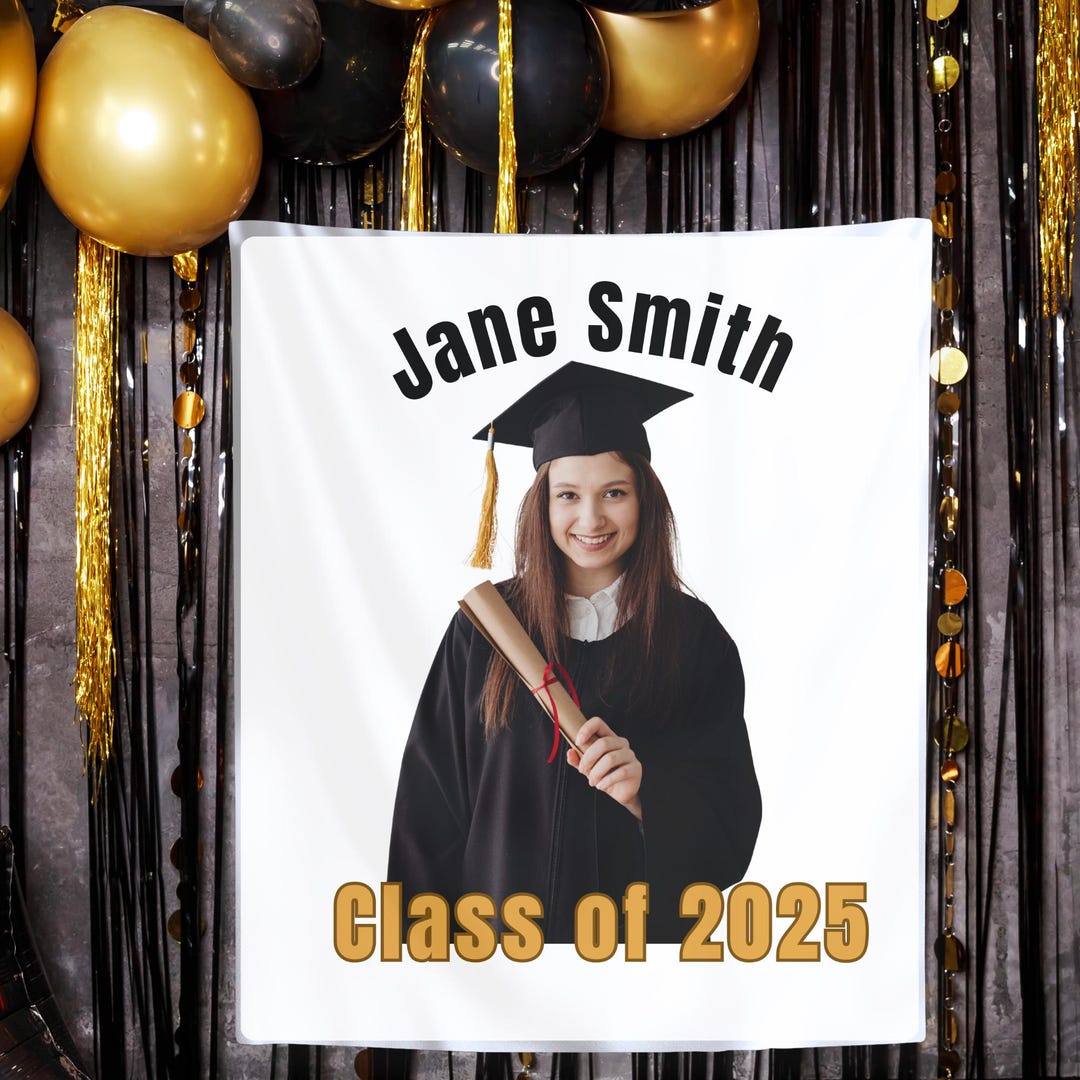 Graduation Party Backdrop, Indoor Wall Tapestry, Custom Class of 2025 ...