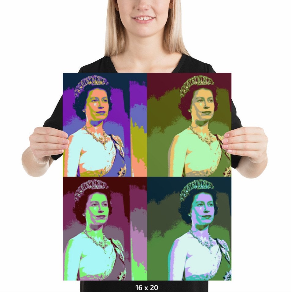 Queen Elizabeth II, Warhol Style 4-panel Pop Art Poster, Free Shipping ...