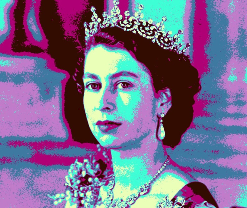 Queen Elizabeth II, Warhol Style Pop Art Poster, Free Shipping - Etsy UK