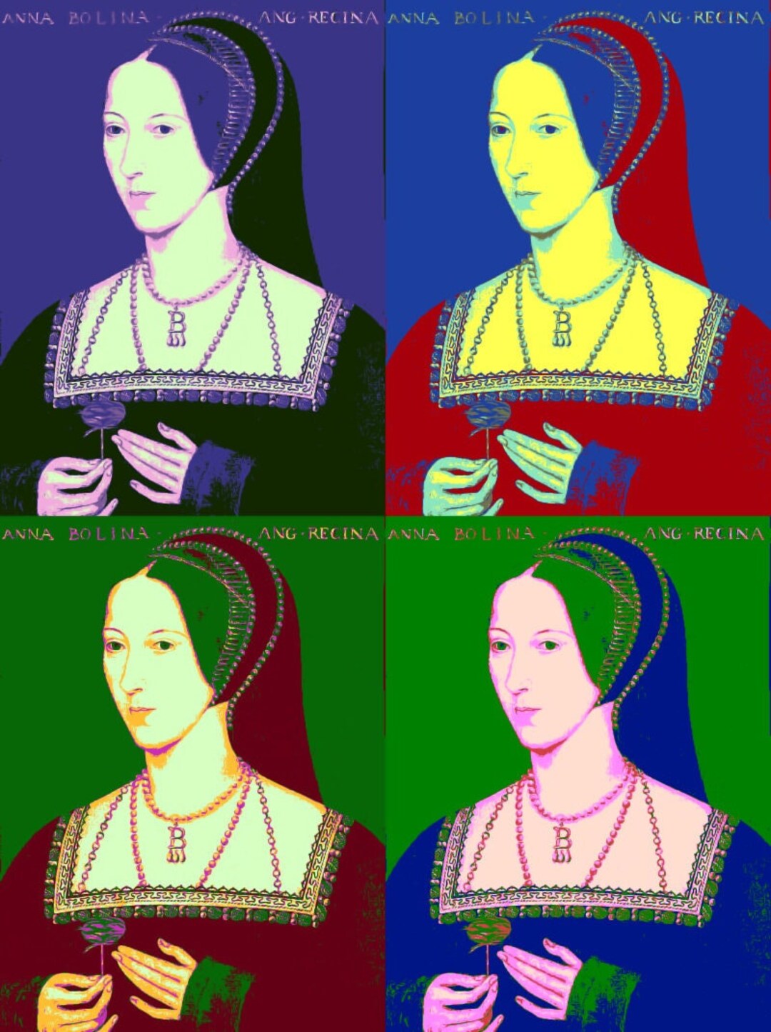 Anne Boleyn, Queen of England, Warhol Style 4-panel Pop Art Poster ...