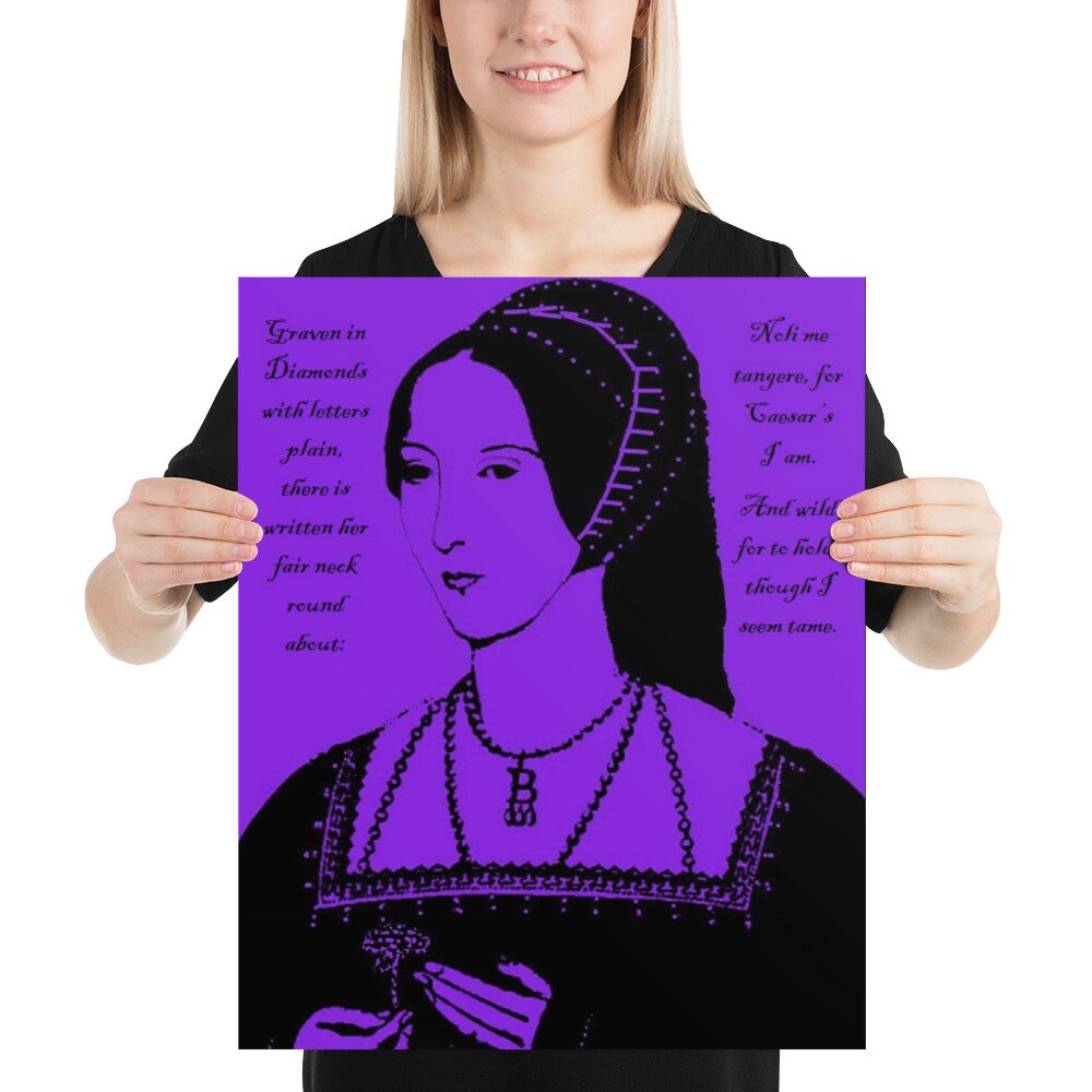 Queen Anne Boleyn Poster With Poem by Thomas Wyatt, Purple and Black ...