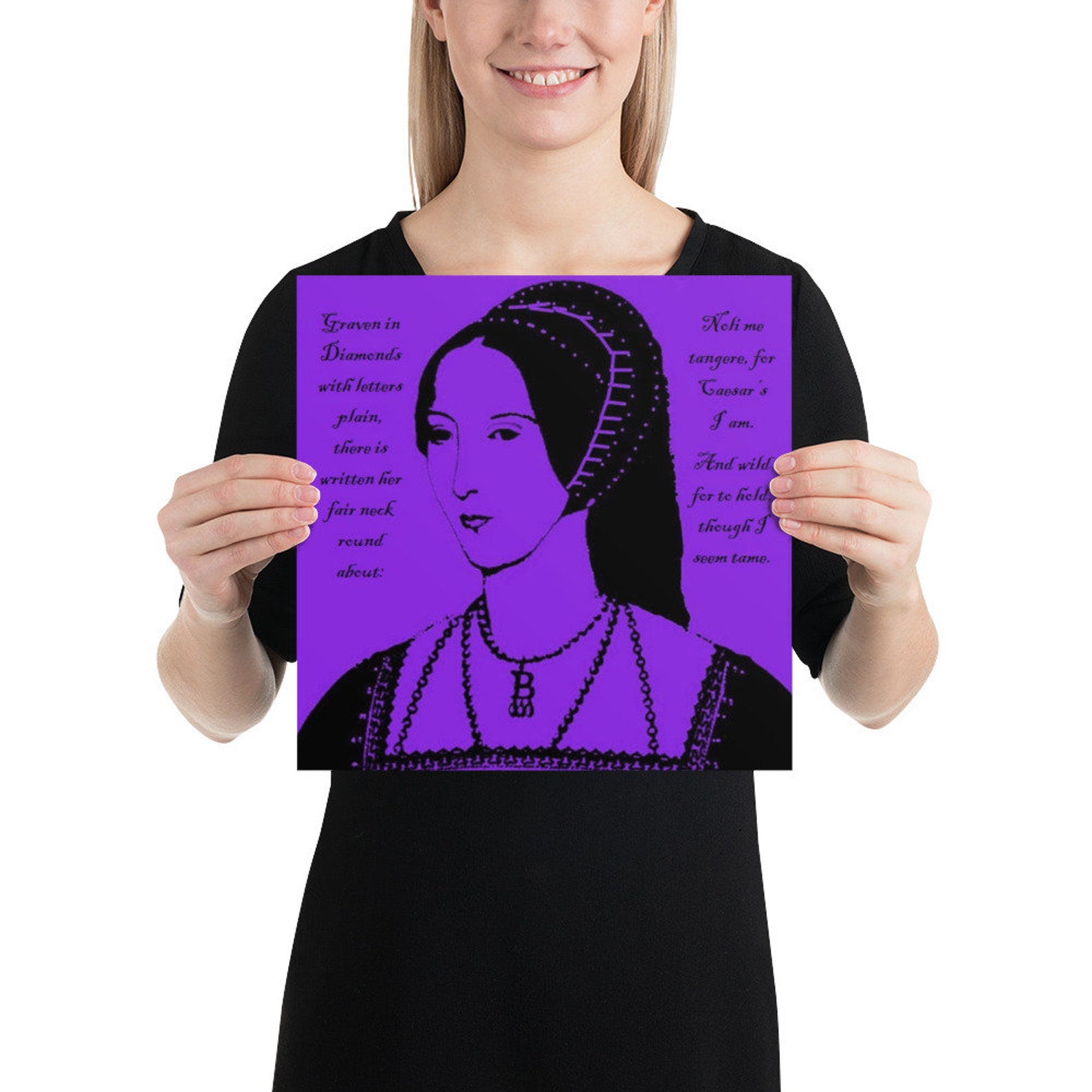 Queen Anne Boleyn Poster With Poem by Thomas Wyatt, Purple and Black ...