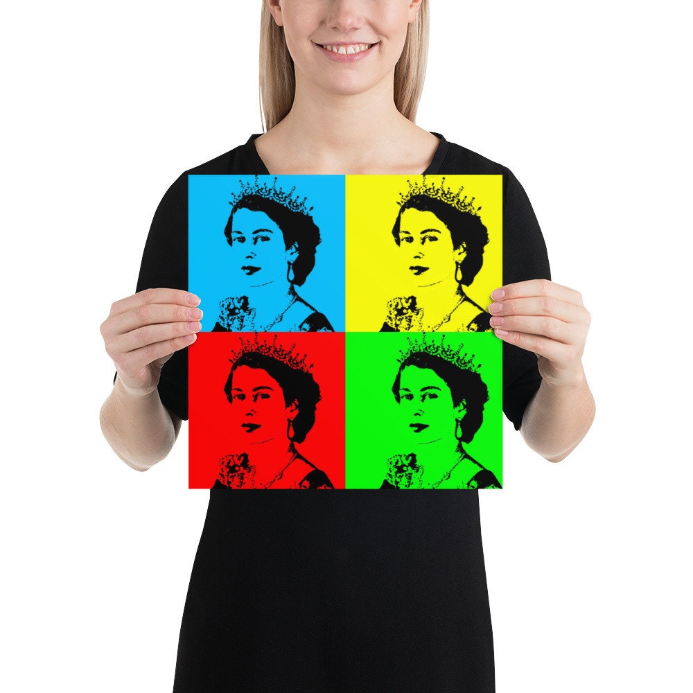 Queen Elizabeth II Poster Warhol Style 4-panel Pop Art - Etsy