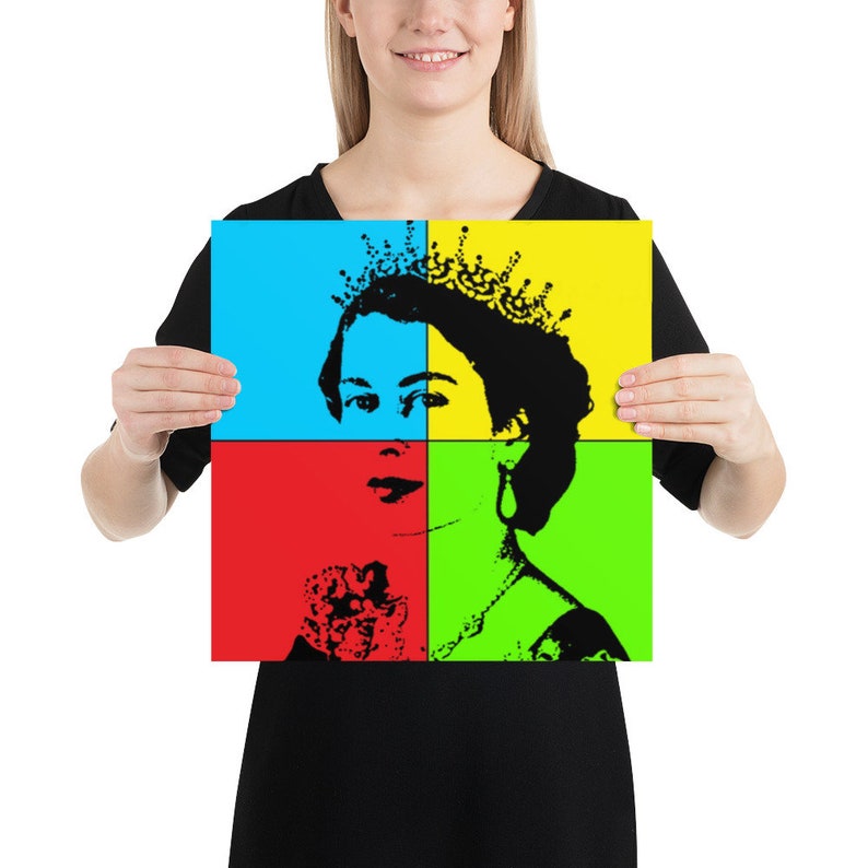 Queen Elizabeth II of England Poster, Warhol-style, 4-color Pop Art ...
