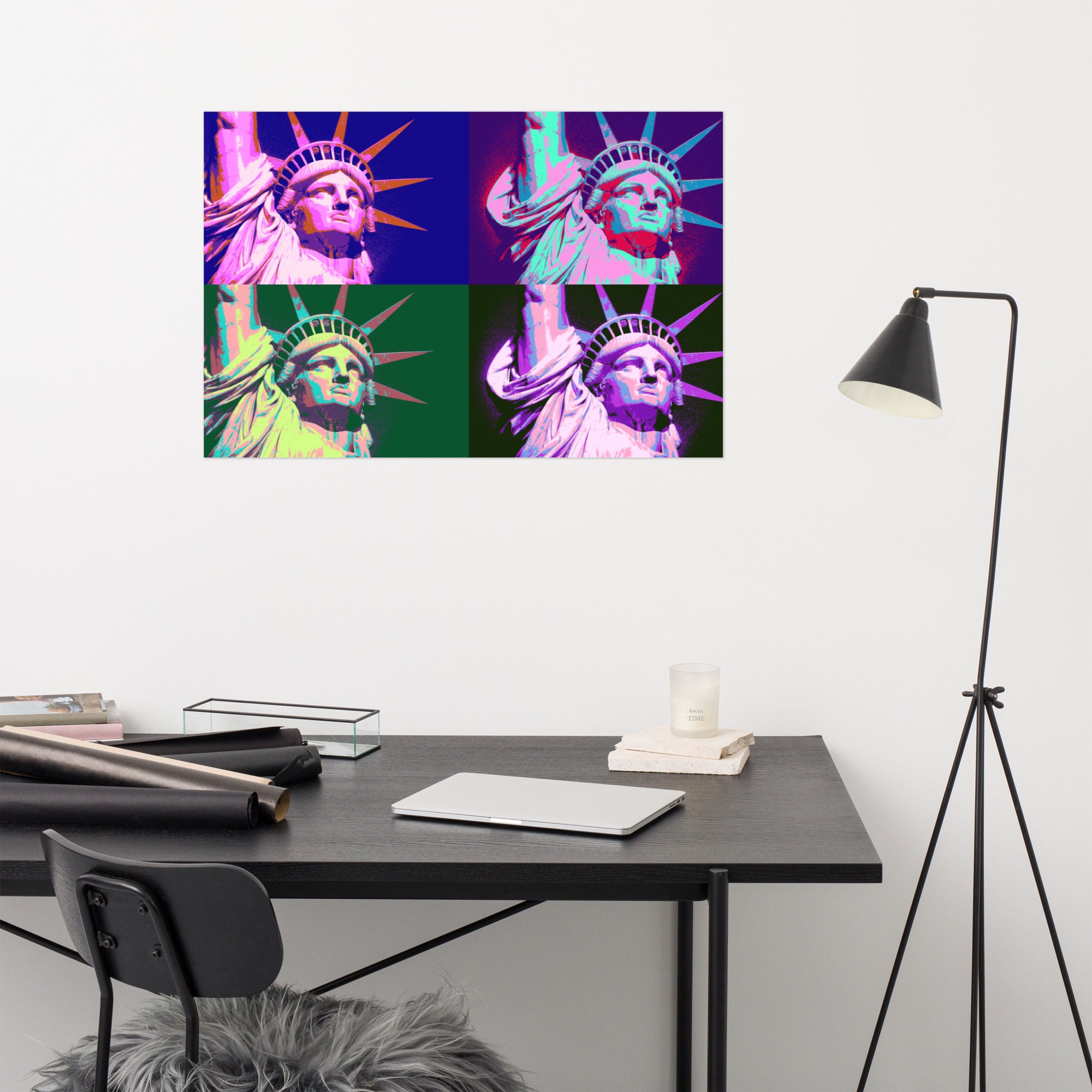 The Statue of Liberty, Warhol Style 4-panel Pop Art Poster, Free ...