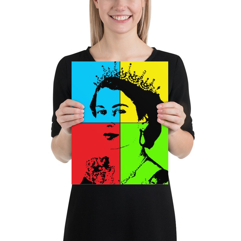 Queen Elizabeth II of England Poster, Warhol-style, 4-color Pop Art ...