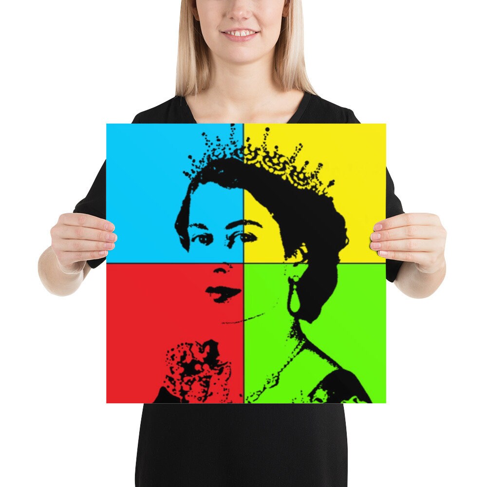 Queen Elizabeth II of England Poster, Warhol-style, 4-color Pop Art ...