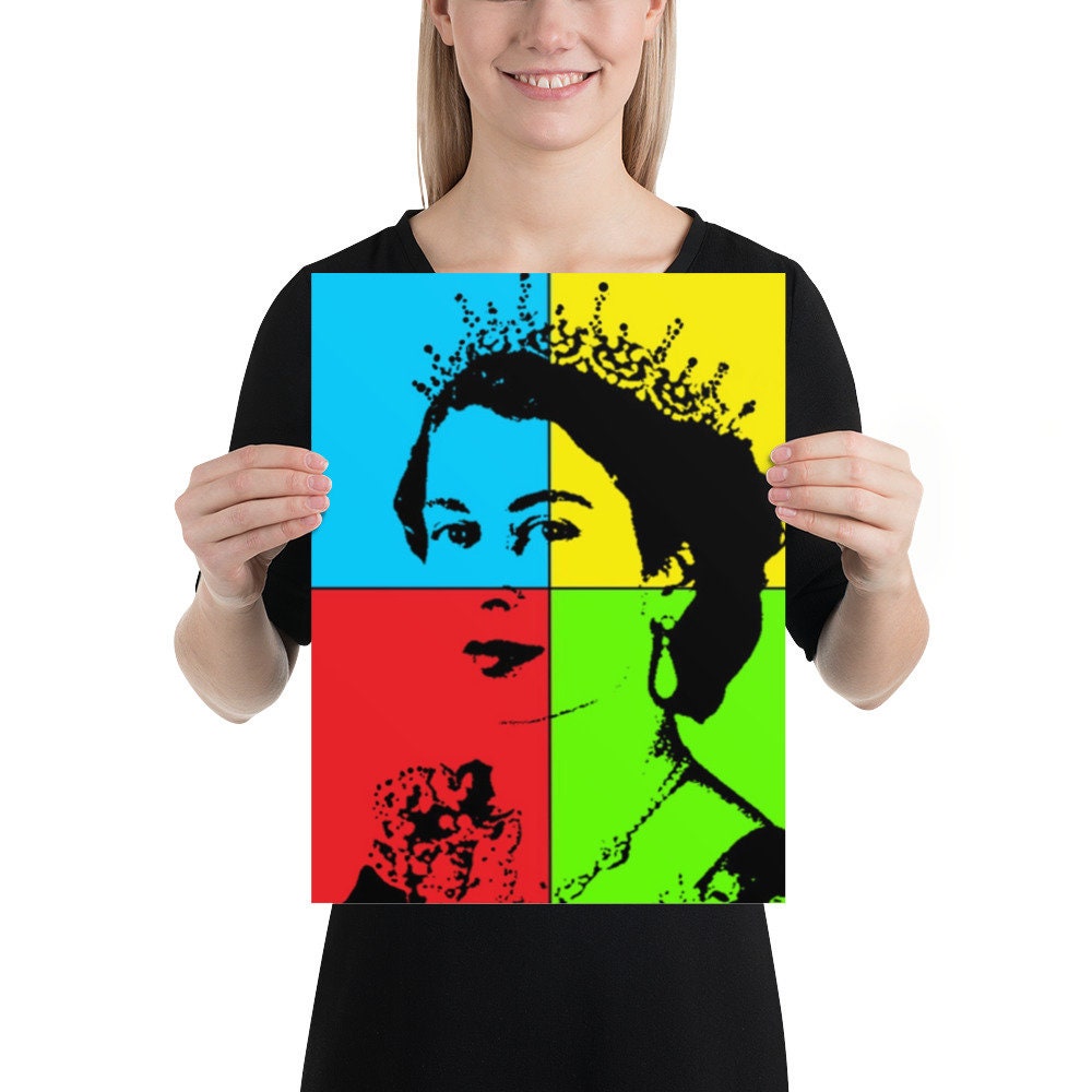 Queen Elizabeth II of England Poster, Warhol-style, 4-color Pop Art ...