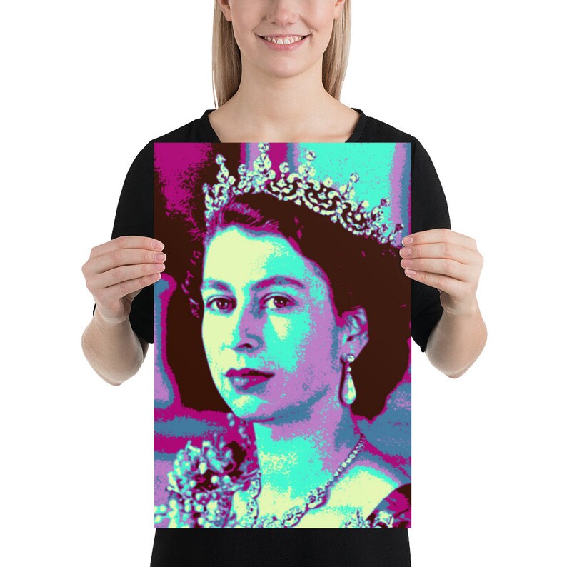 Queen Elizabeth II, Warhol Style Pop Art Poster, Free Shipping - Etsy UK