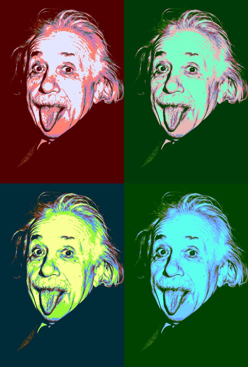 Albert Einstein, Warhol Style 4-panel Pop Art Poster, Free Shipping - Etsy