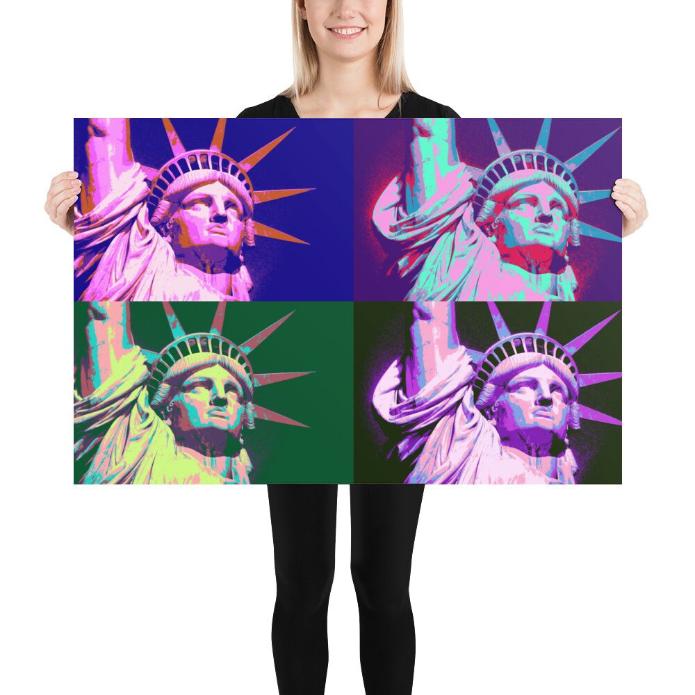 The Statue of Liberty, Warhol Style 4-panel Pop Art Poster, Free ...
