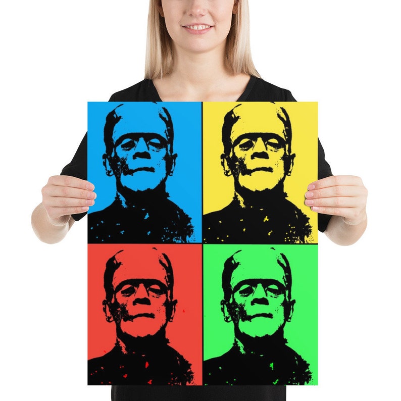 Frankenstein Monster Poster, Warhol Style 4-panel Pop Art, Free ...