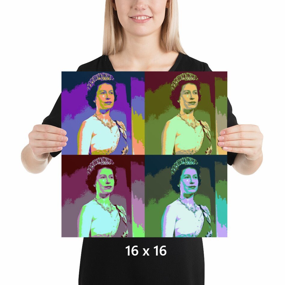 Queen Elizabeth II, Warhol Style 4-panel Pop Art Poster, Free Shipping ...