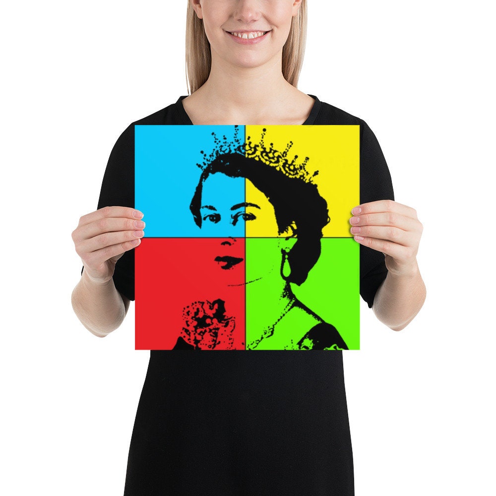 Queen Elizabeth II of England Poster, Warhol-style, 4-color Pop Art ...