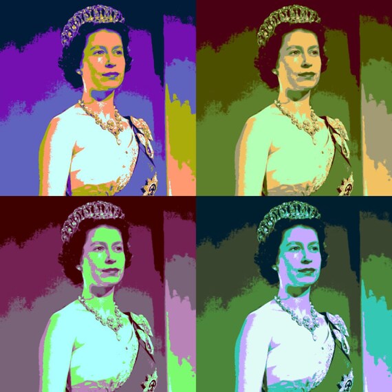 Queen Elizabeth II Warhol Style 4-panel Pop Art Poster Free - Etsy