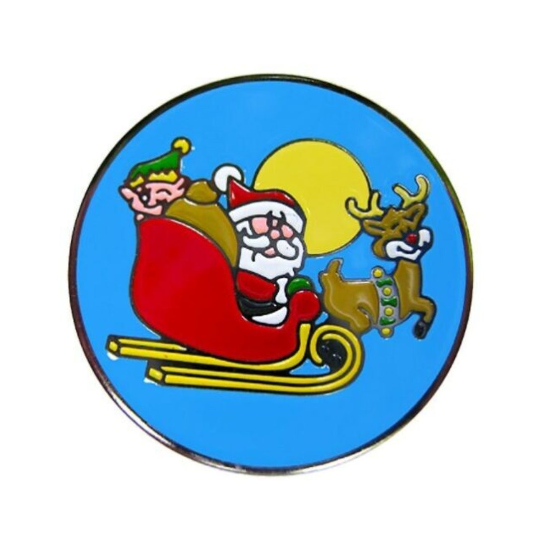 Santa Sleigh Christmas Golf Ball Marker & Snowflake Hat Clip - Etsy