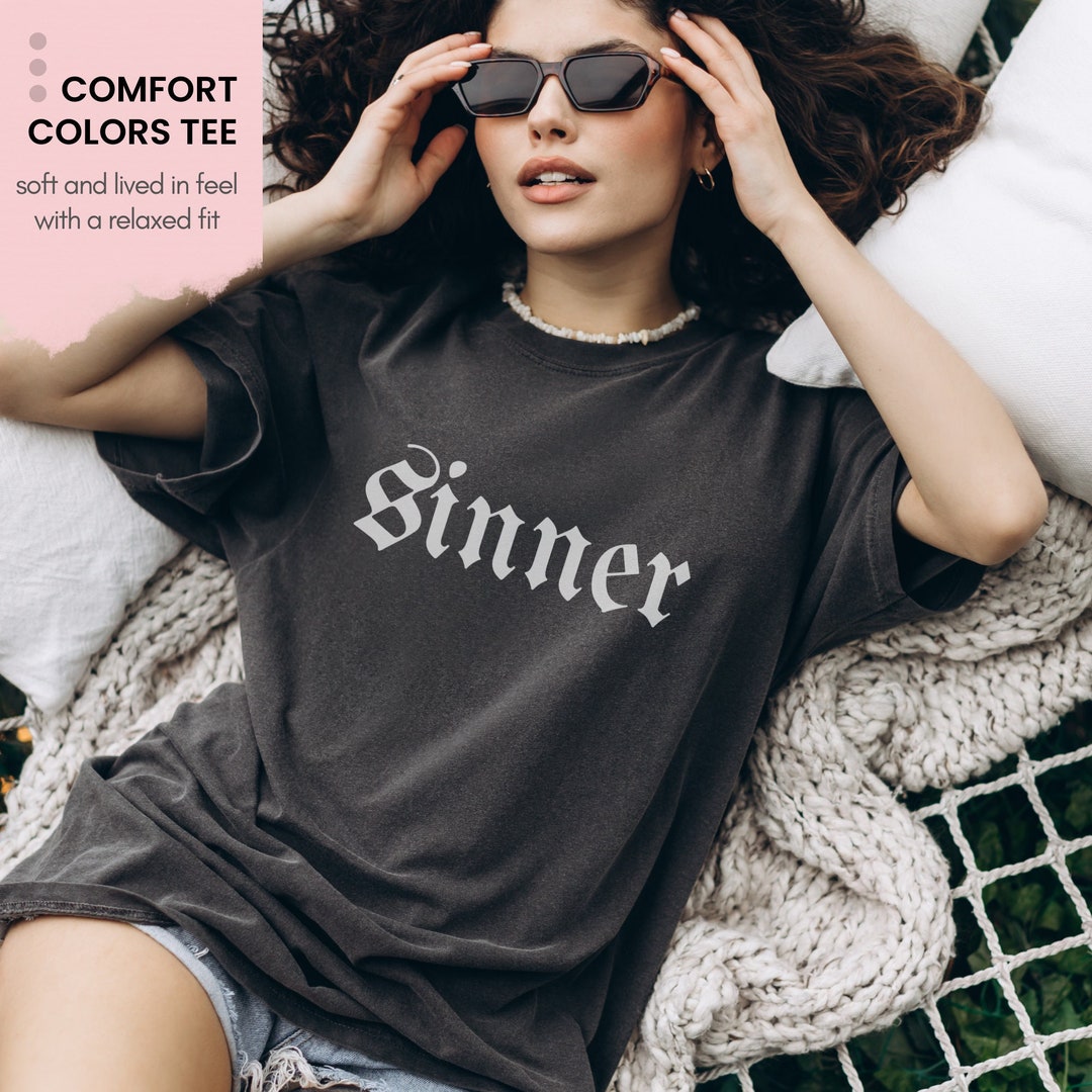 Sinner in Old English Font, Rocker, Goth, Unisex Comfort Colors T-shirt ...