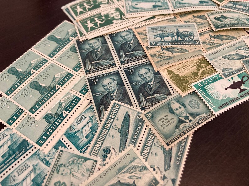 Set of 75 Vintage Unused Vintage Stamps for Wedding Invitations/save ...