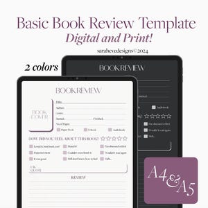 Basic Book Review Template | Digital & Print - Etsy