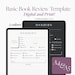 Basic Book Review Template | Digital & Print - Etsy