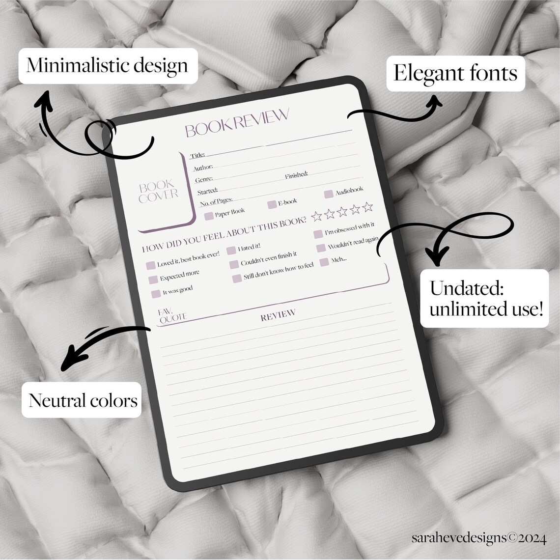 Basic Book Review Template | Digital & Print - Etsy