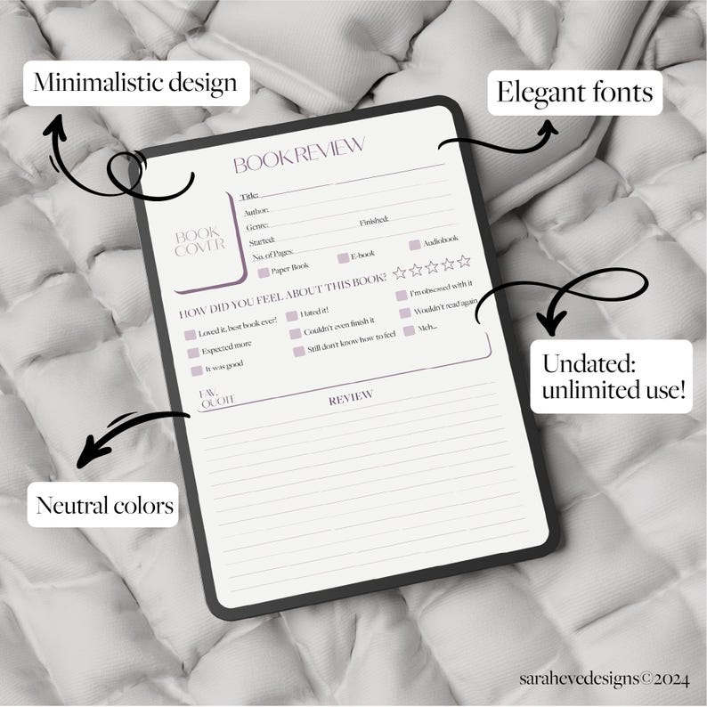 Basic Book Review Template | Digital & Print - Etsy