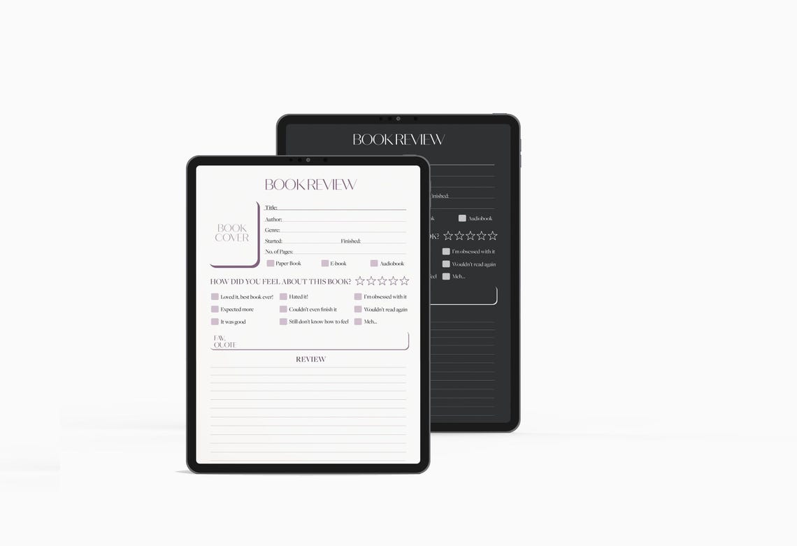 Basic Book Review Template | Digital & Print - Etsy