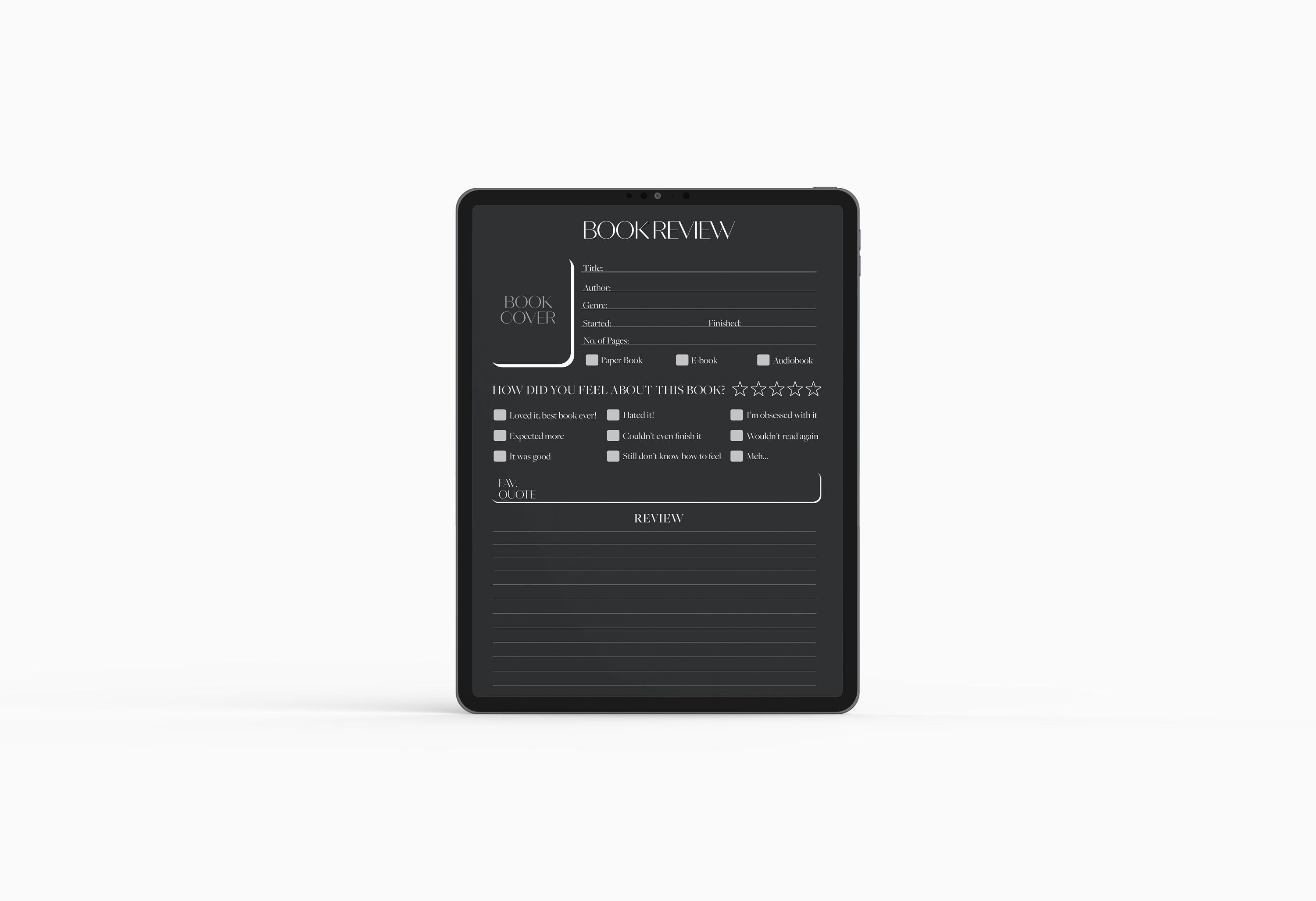 Basic Book Review Template | Digital & Print - Etsy