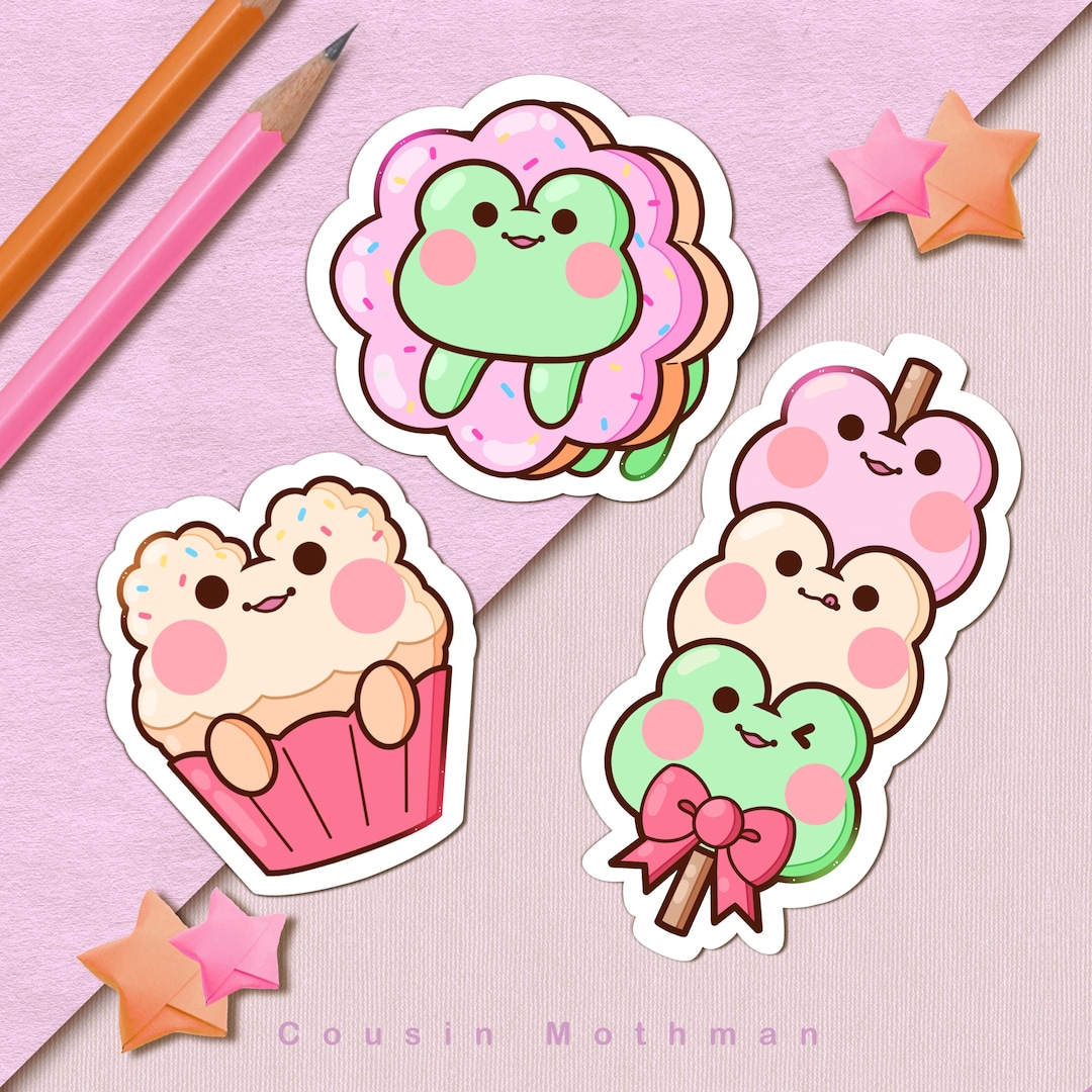 Froggie Sweets Set| Cute Frog, Food Art, Dessert, Kawaii Laptop Sticker ...