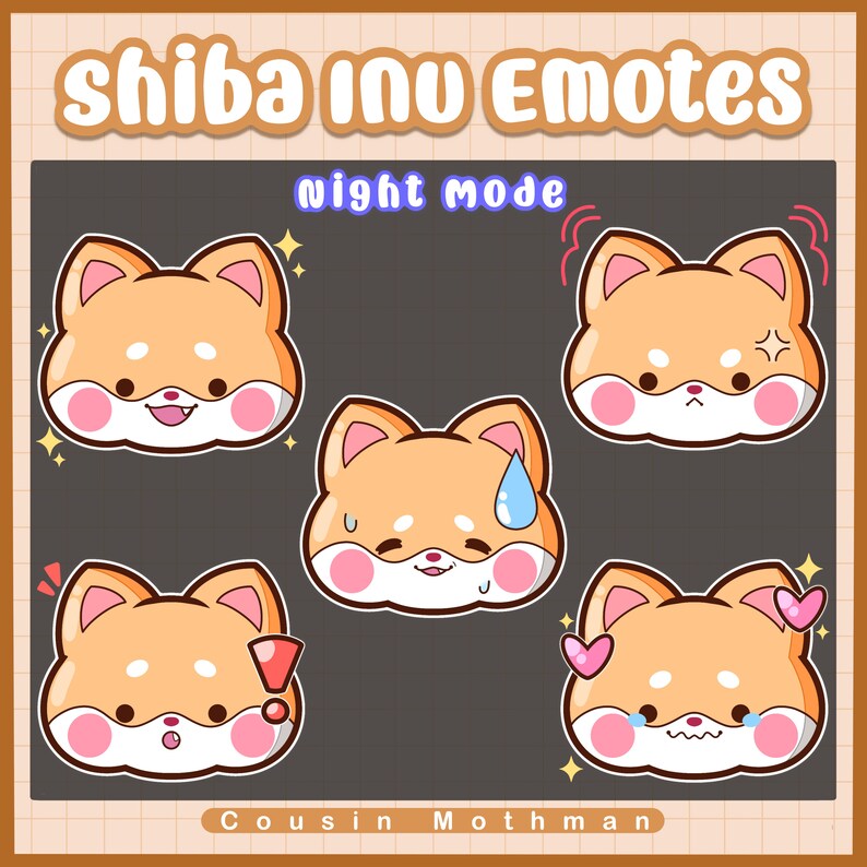 Shiba Inu Emotes | Instant Digital Download for Twitch, Discord and ...