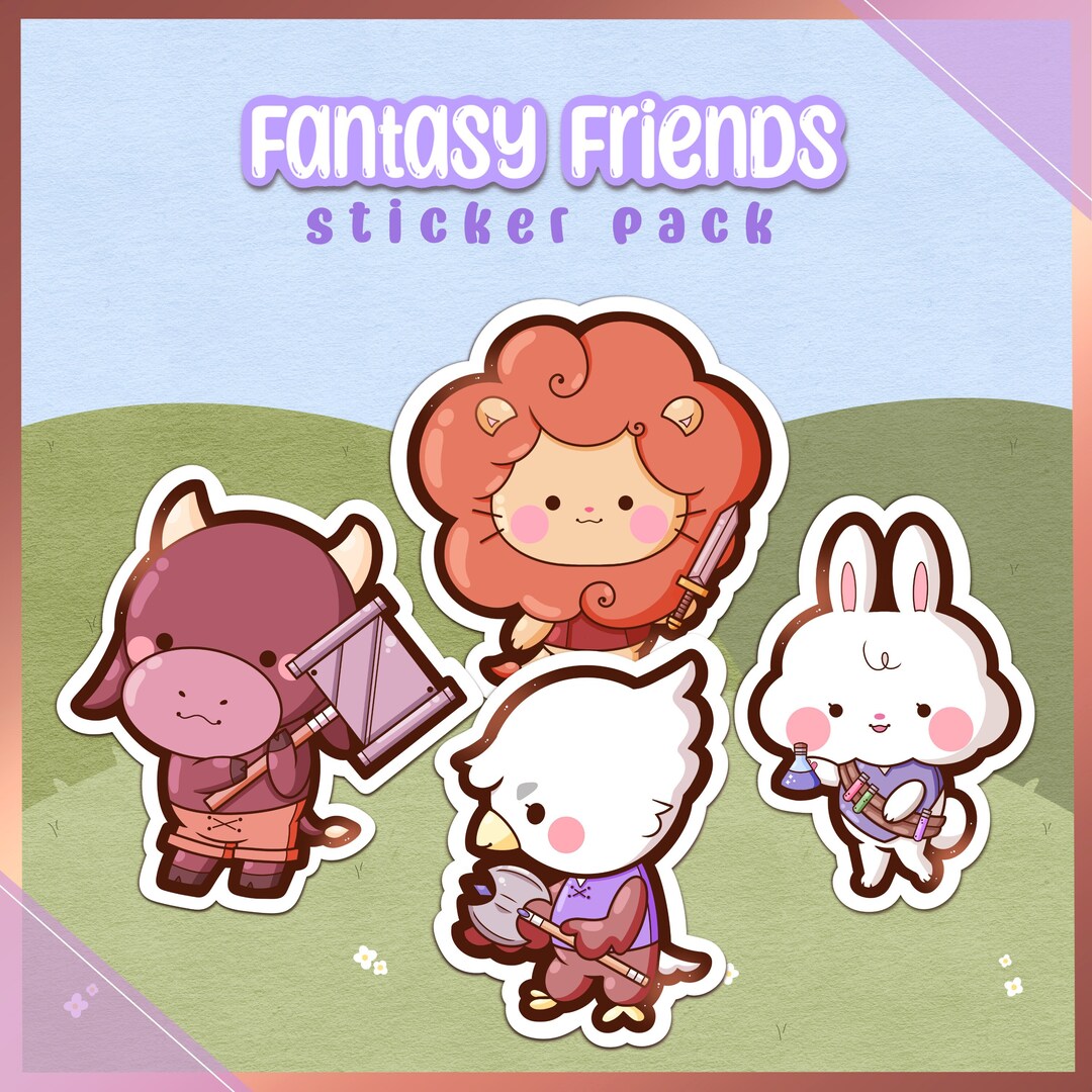 Fantasy Friends Sticker Pack Pt 2 | Sticker Pack, RPG Stickers, Fantasy ...