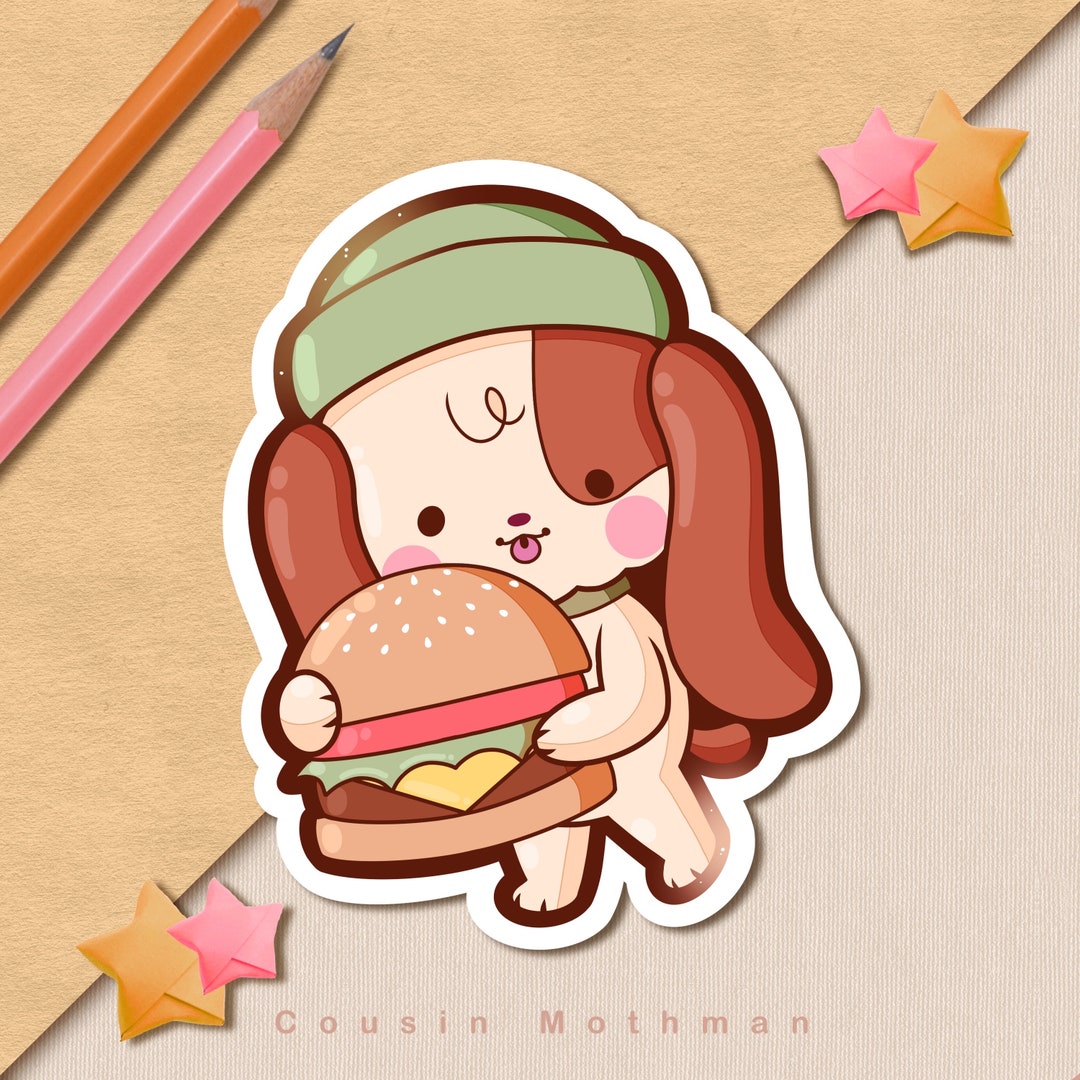 Puppy Burger Sticker | Puppy Sticker, Food Sticker, Kawaii Laptop ...
