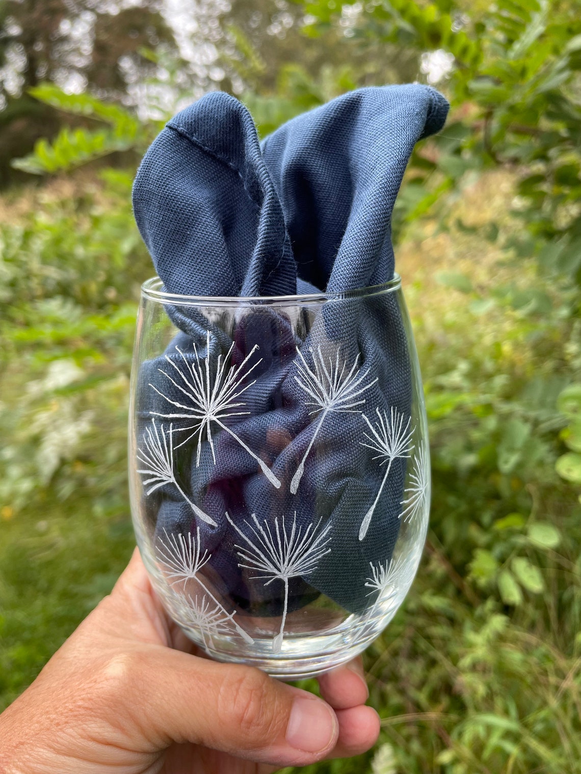 Sale!: Dandelion Seeds Engraved Wine Glass! Stemless Etched Wine Glass ...