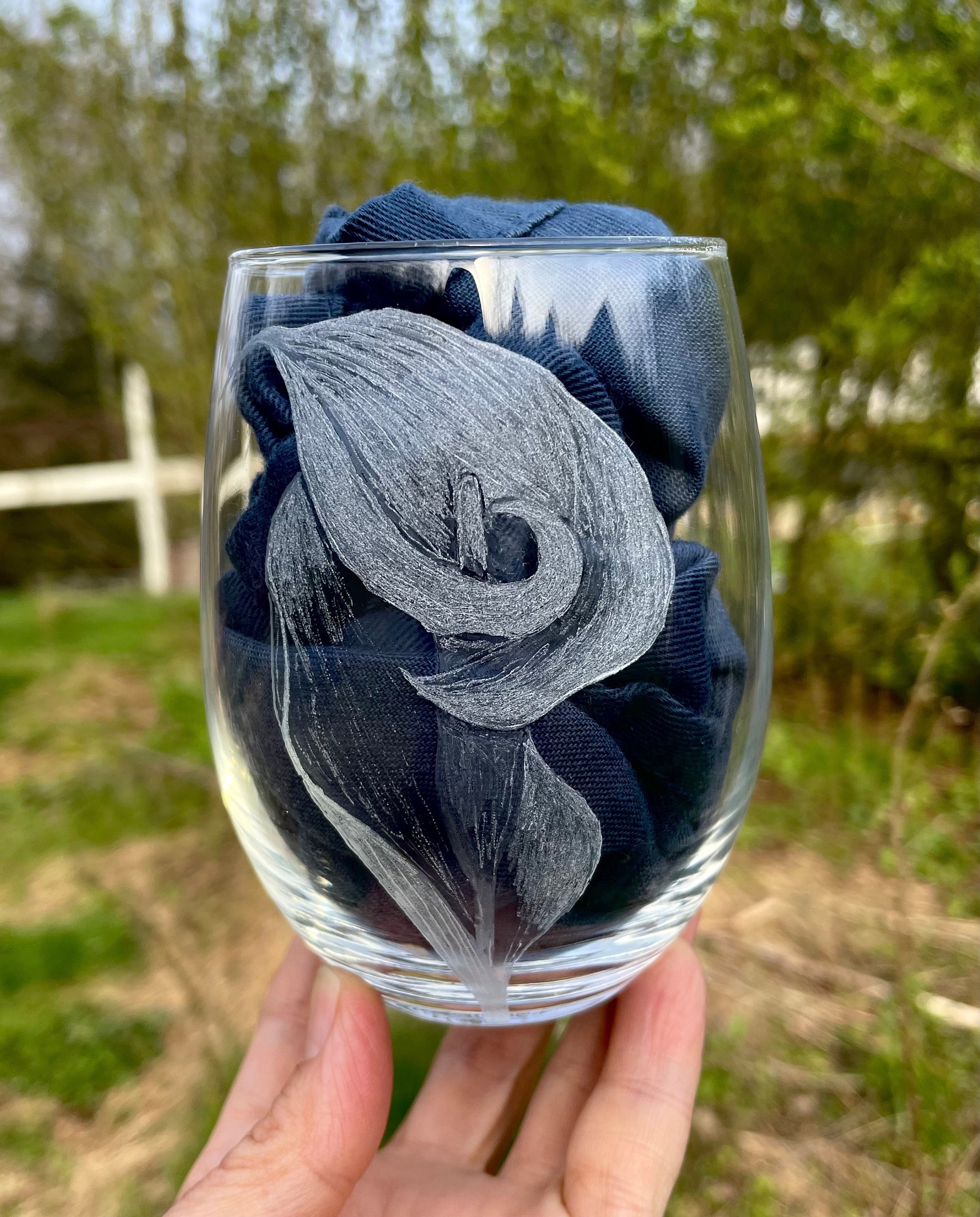 Calla Lily Engraved Wine Glass! Stemless Etched Wine Glass ...