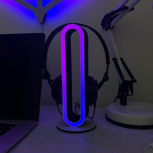 RGB LED Headphone Stand With USB-C Power, Modern Gaming Desk Accessory ...