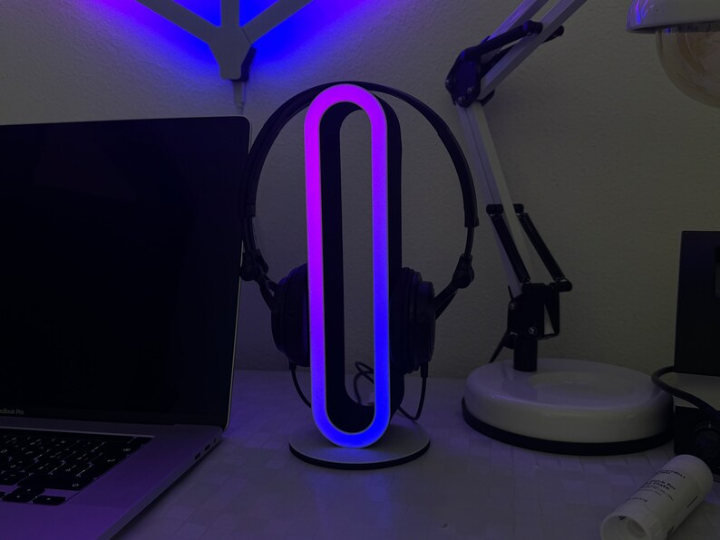 RGB LED Headphone Stand With USB-C Power, Modern Gaming Desk Accessory ...