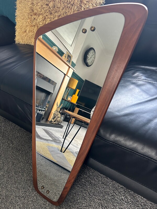 Asymmetrical Wooden Frame Mirror, Irregular Mirror, Home Decor Mirror ...