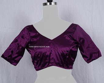 Cotton Maroon Woman Saree Blouse, Side Open, Sleeveless, Hand Made ...
