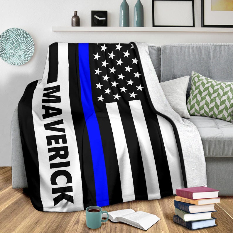 Personalized Thin Blue Line Blanket, Custom Police Blanket, Customized ...