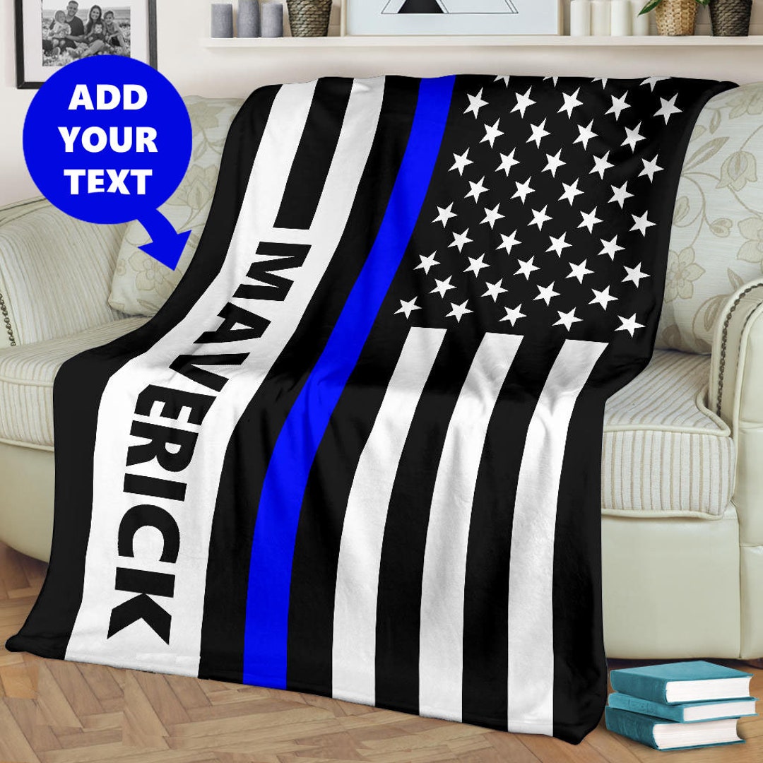 Personalized Thin Blue Line Blanket, Custom Police Blanket, Customized ...
