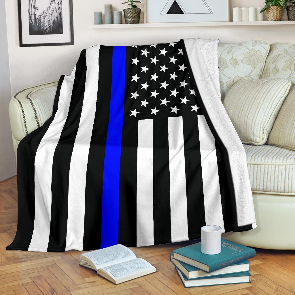 Thin Blue Line Blanket | American Flag Police Blanket | Police Officer ...