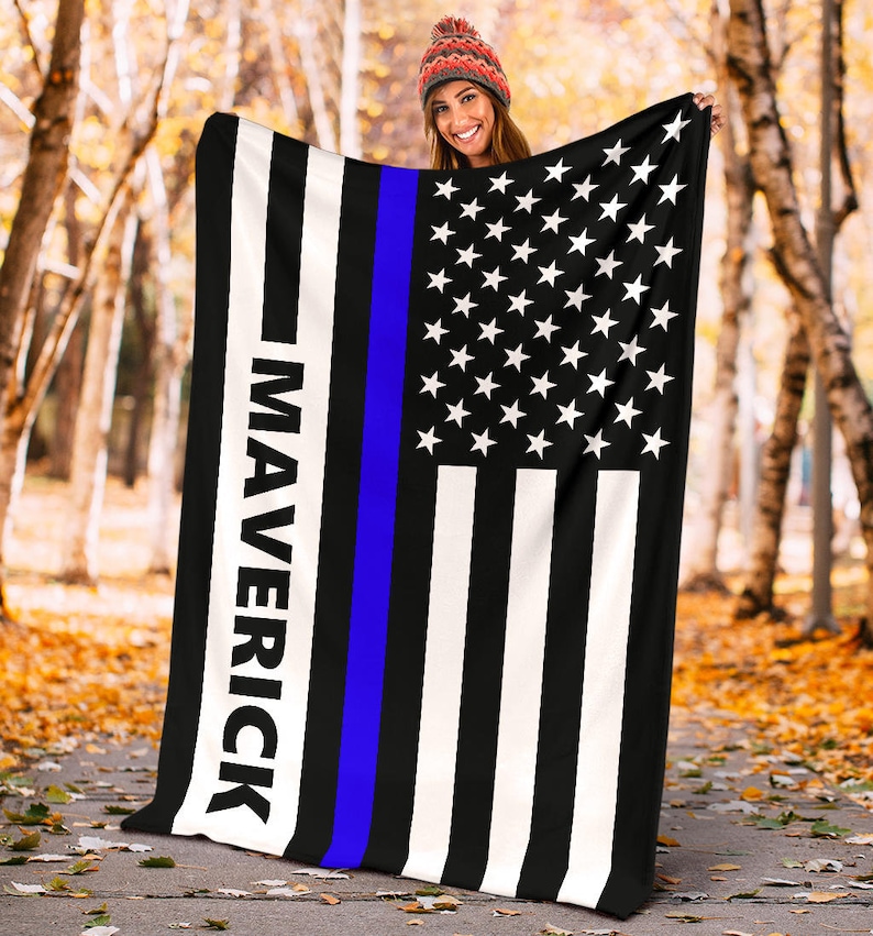 Personalized Thin Blue Line Blanket, Custom Police Blanket, Customized ...